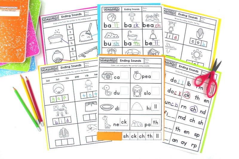 Ending Sounds Worksheets - Superstar Worksheets