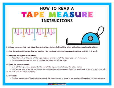 Reading a Tape Measure Worksheet - Superstar Worksheets