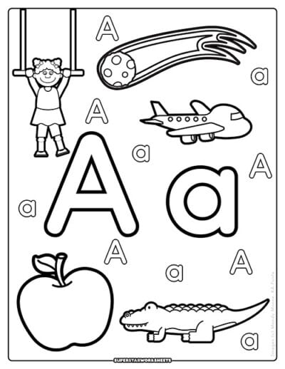 Letter A Coloring Pages - Superstar Worksheets