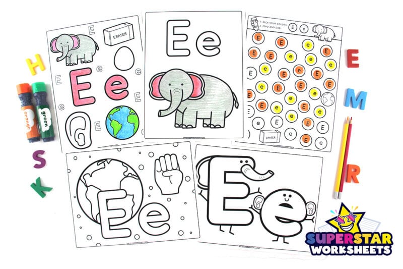 Letter E Coloring Pages - Superstar Worksheets