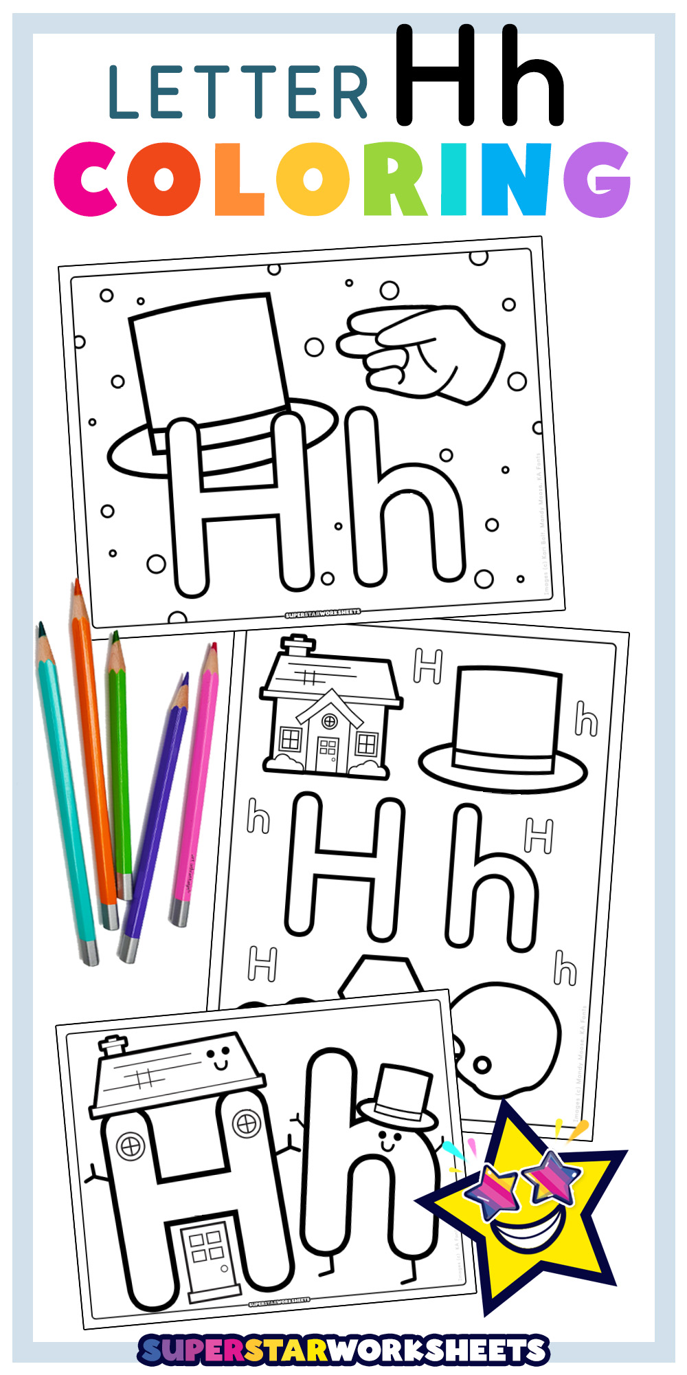 Letter H Coloring Pages - Superstar Worksheets
