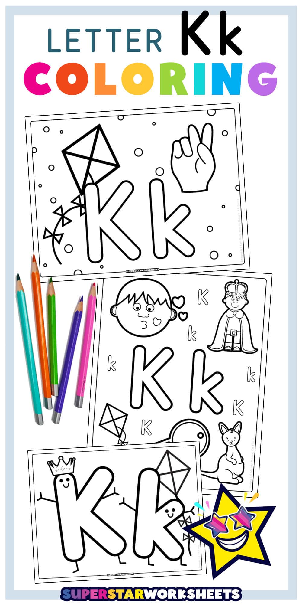 Letter K Coloring Pages - Superstar Worksheets