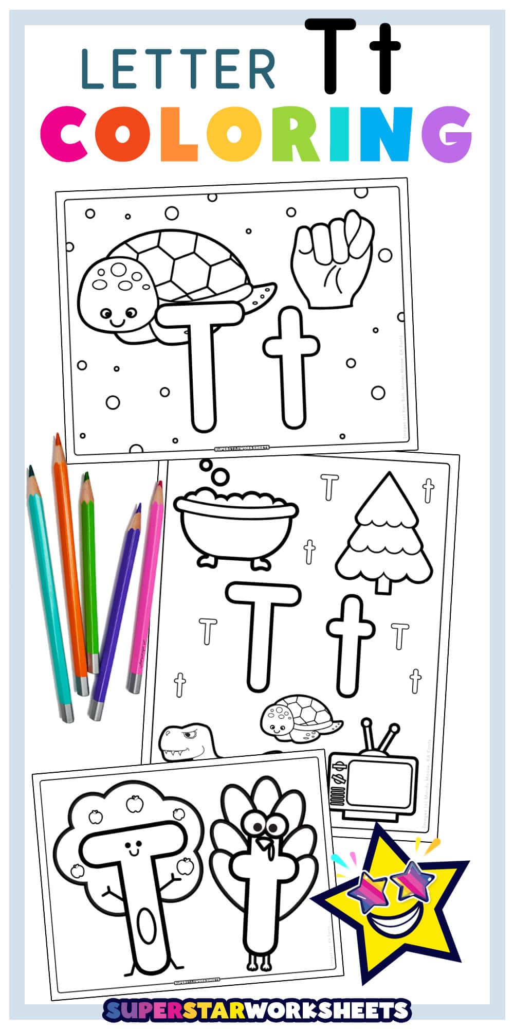 Letter T Coloring Pages - Superstar Worksheets