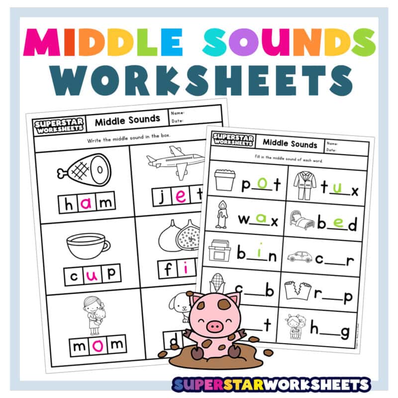 Middle Sound Worksheets - Superstar Worksheets