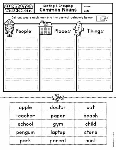 Common Noun Worksheets - Superstar Worksheets