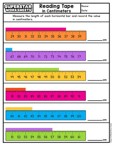 Reading a Tape Measure Worksheet - Superstar Worksheets