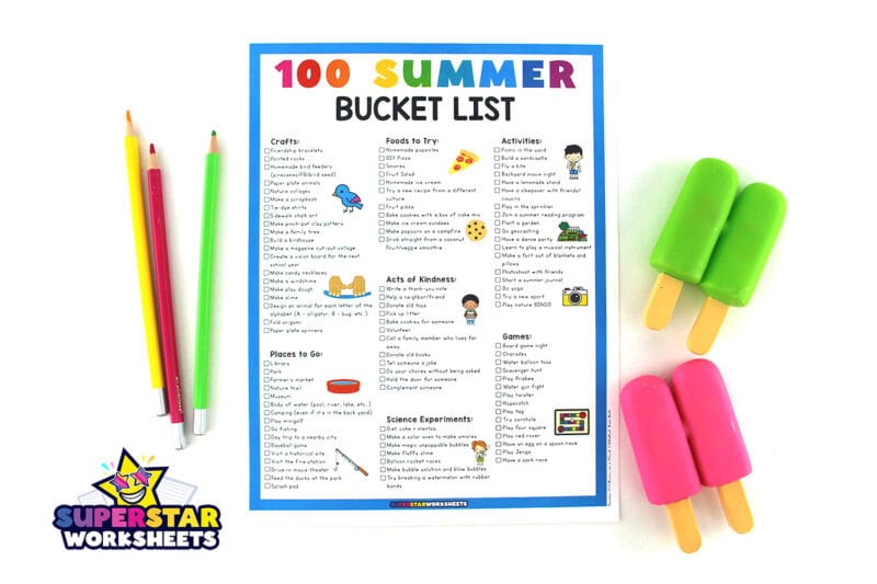 Summer Bucket List for Kids - Superstar Worksheets