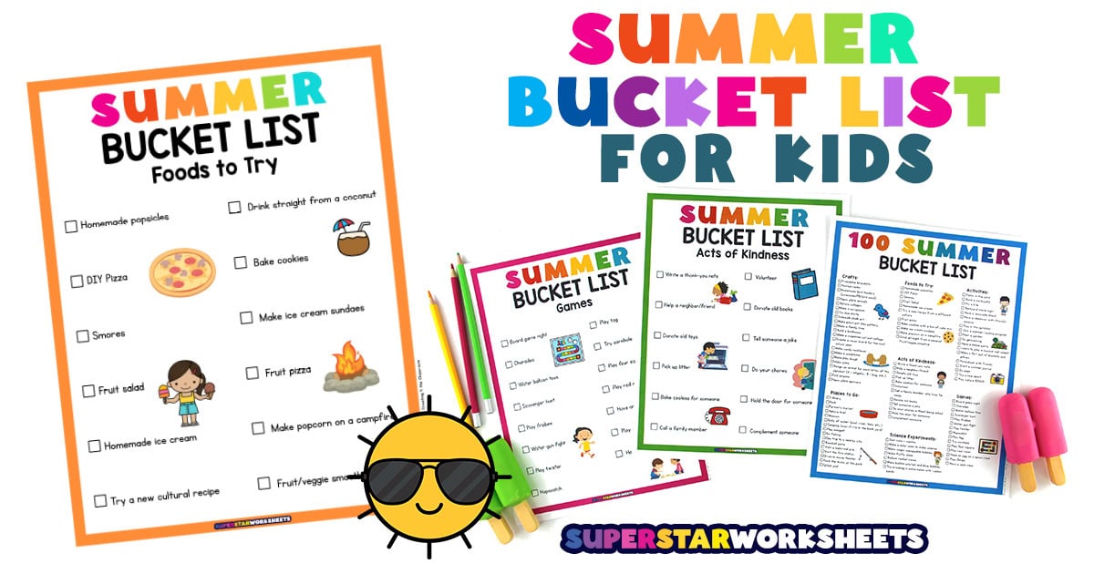 Summer Bucket List for Kids - Superstar Worksheets