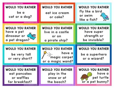 120 Would You Rather Questions for Kids - Superstar Worksheets