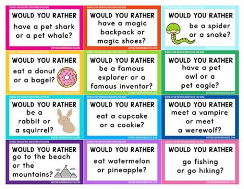 120 Would You Rather Questions for Kids - Superstar Worksheets