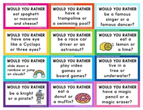 120 Would You Rather Questions for Kids (Free Printables) - Superstar ...