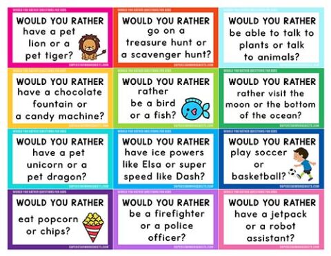 120 Would You Rather Questions for Kids (Free Printables) - Superstar ...