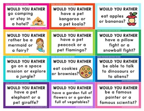 120 Would You Rather Questions for Kids (Free Printables) - Superstar ...