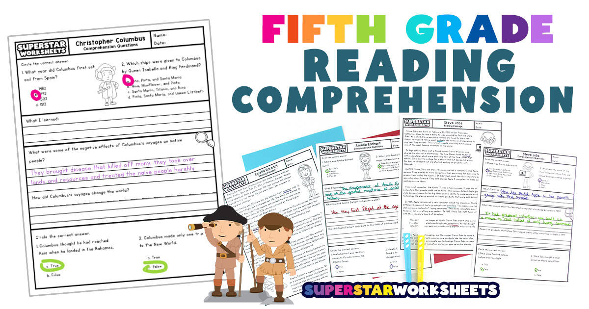 Fifth Grade Reading Comprehension - Superstar Worksheets