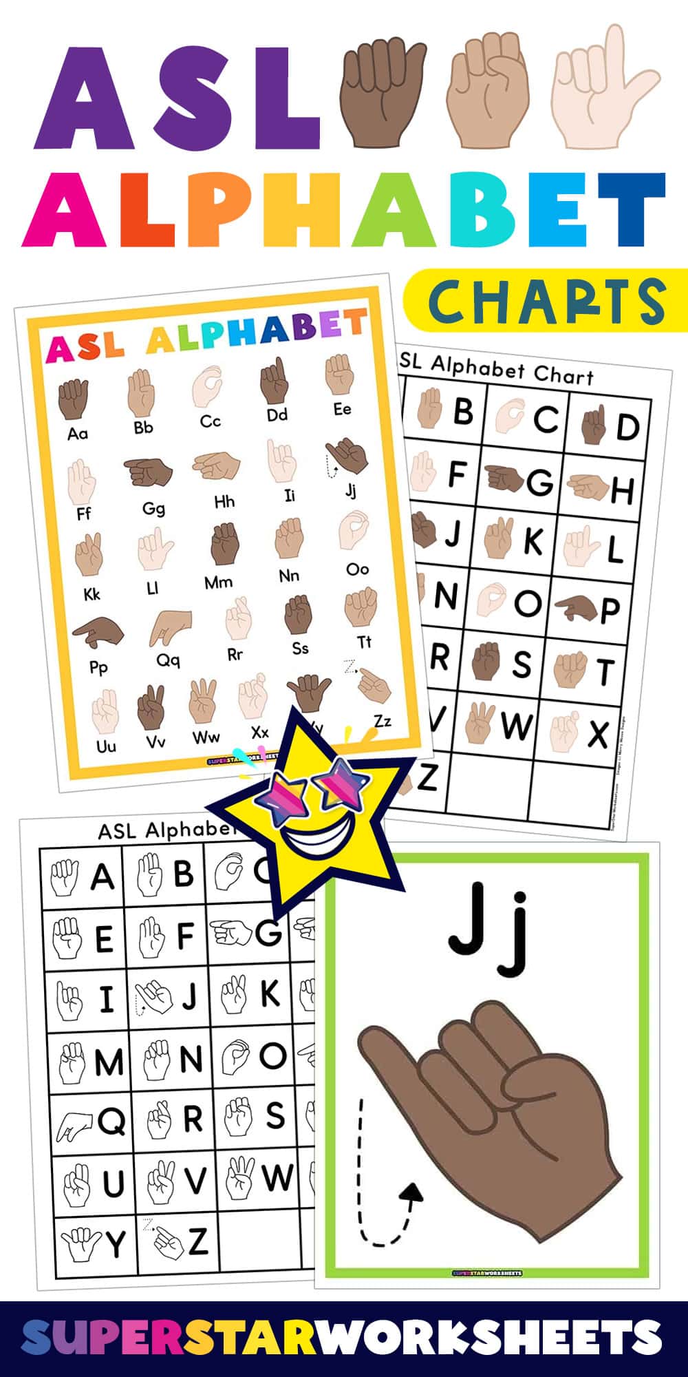 ASL Alphabet Chart - Superstar Worksheets