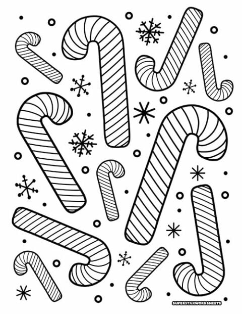 Candy Cane Coloring Pages (Free Printables) - Superstar Worksheets
