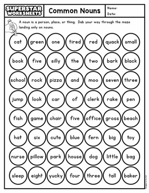 Common Noun Worksheets - Superstar Worksheets