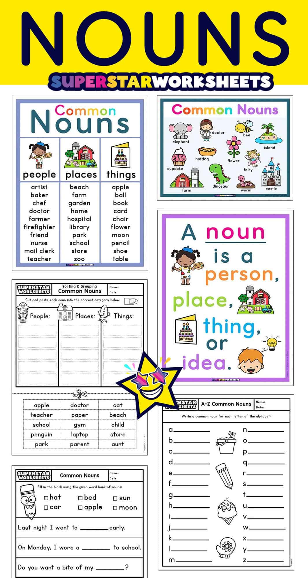 Common Noun Worksheets - Superstar Worksheets