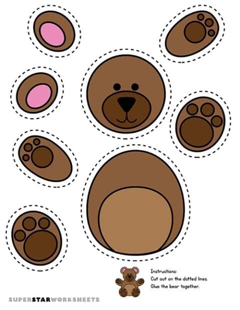 Bear Template (Free Printables) - Superstar Worksheets