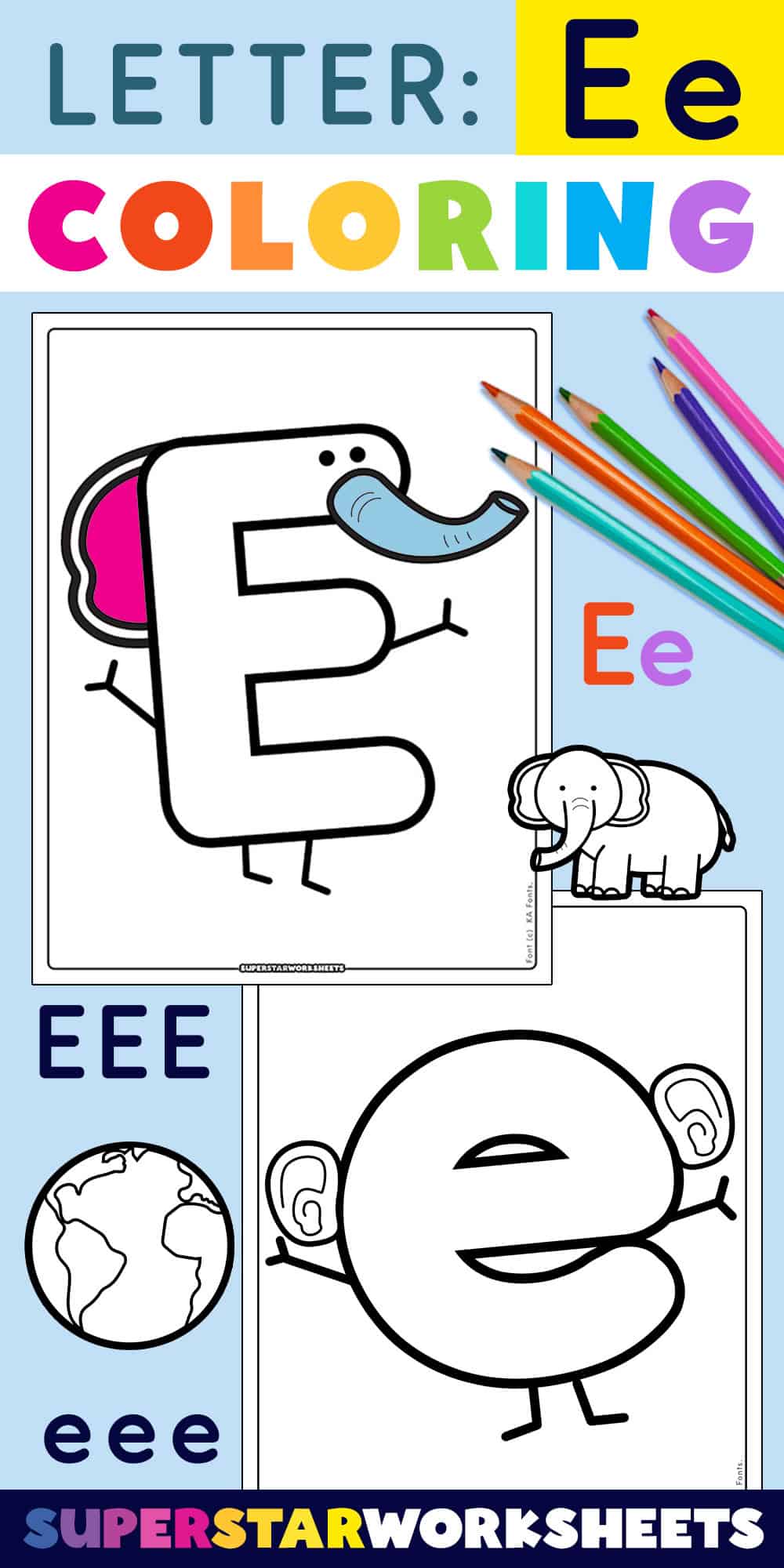 Letter E Coloring Pages - Superstar Worksheets