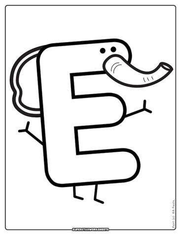 Letter E Coloring Pages - Superstar Worksheets