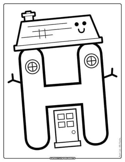 Letter H Coloring Pages - Superstar Worksheets