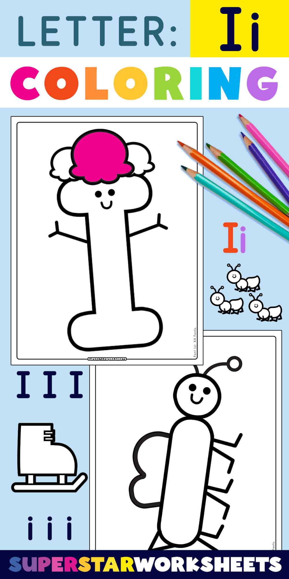 Letter I Coloring Pages - Superstar Worksheets