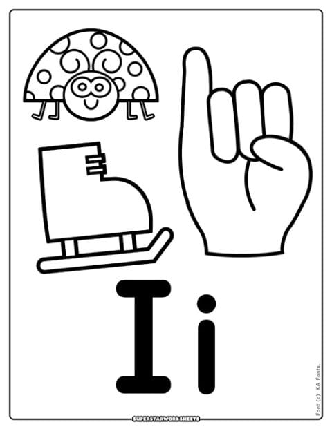 Letter I Coloring Pages - Superstar Worksheets