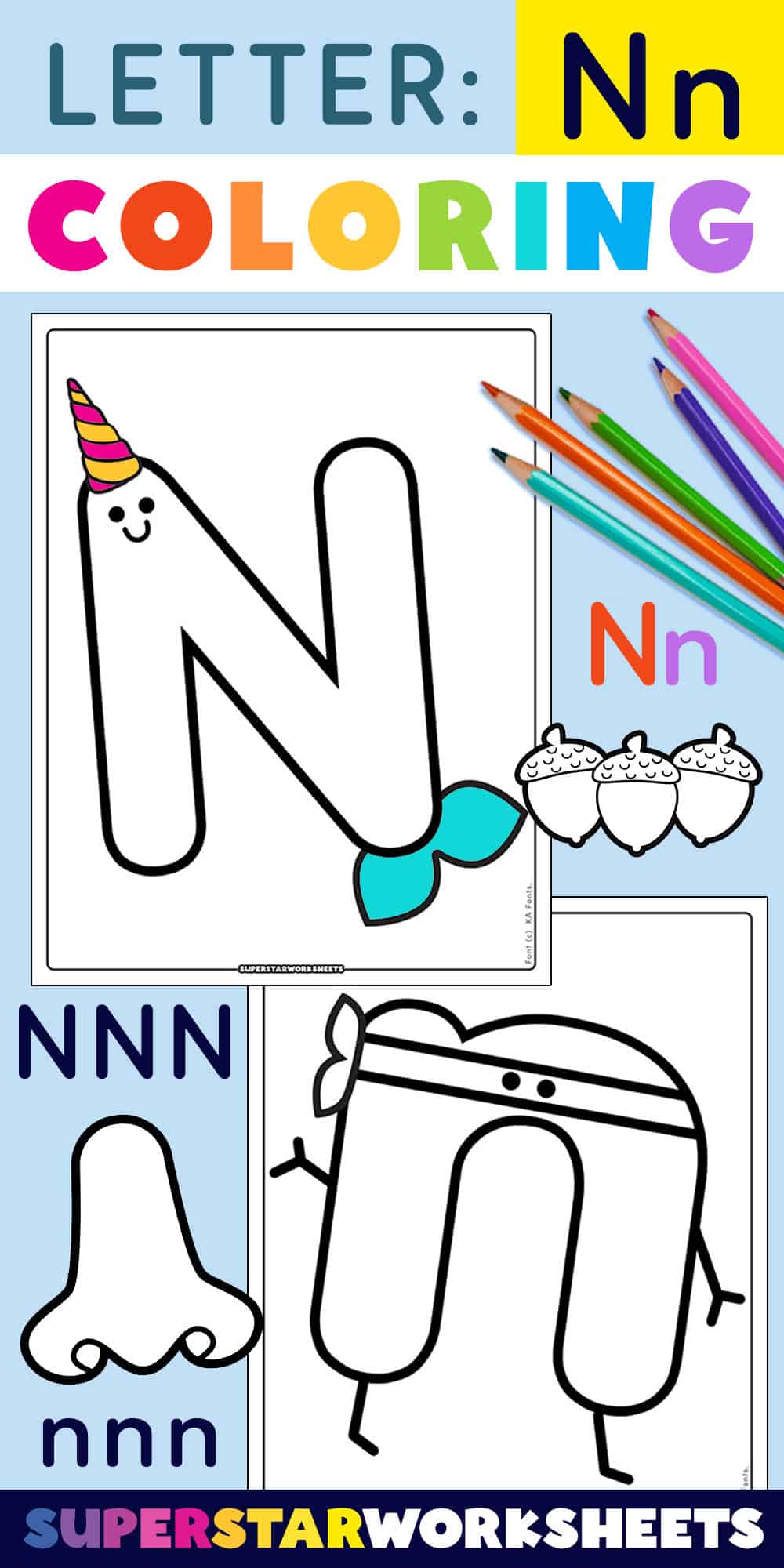 Letter N Coloring Pages - Superstar Worksheets