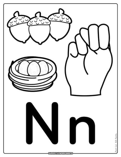 Letter N Coloring Pages - Superstar Worksheets