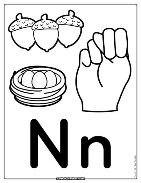 Letter N Coloring Pages - Superstar Worksheets