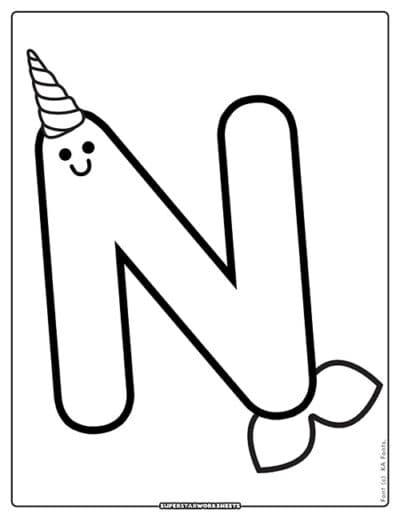 Letter N Coloring Pages - Superstar Worksheets