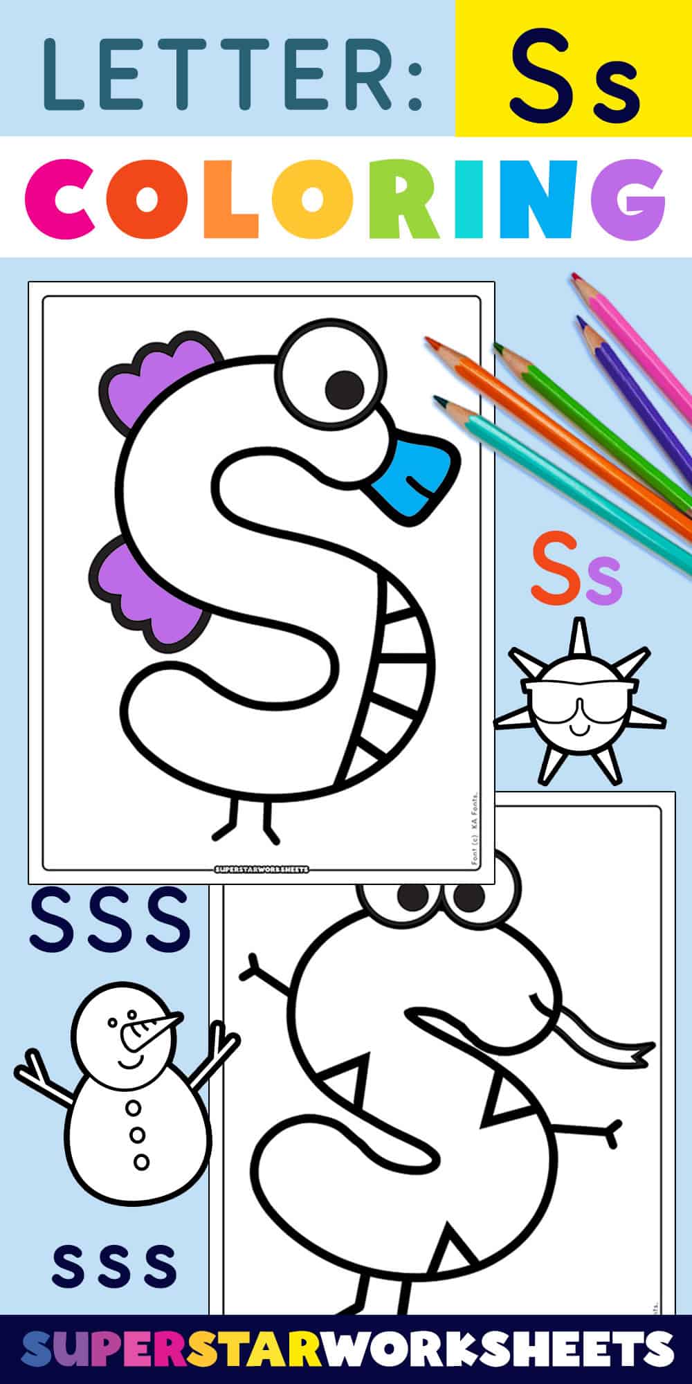 Letter S Coloring Pages - Superstar Worksheets