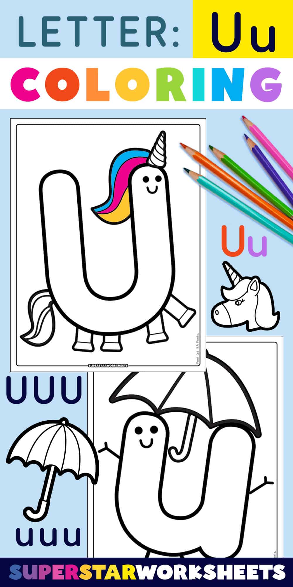 Letter U Coloring Pages - Superstar Worksheets