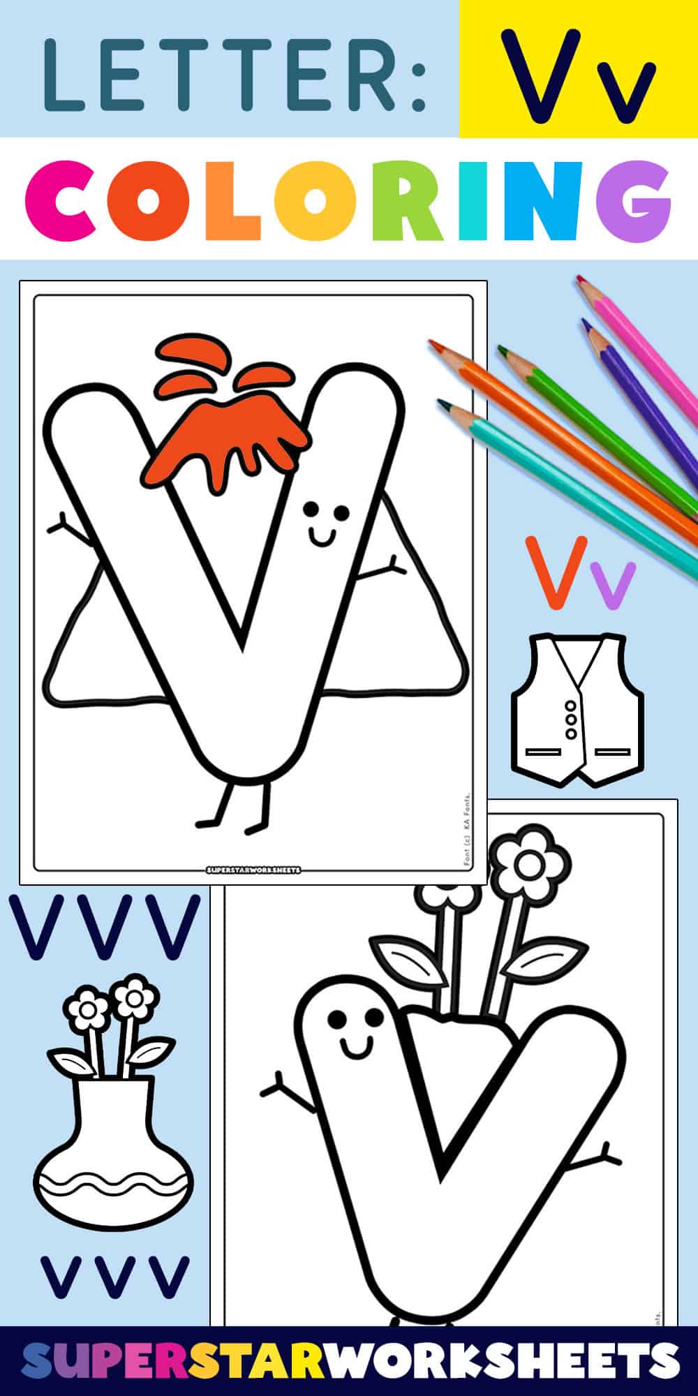 Letter V Coloring Pages - Superstar Worksheets
