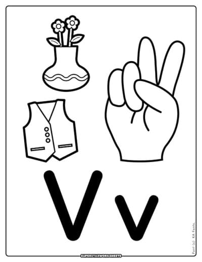 Letter V Coloring Pages - Superstar Worksheets