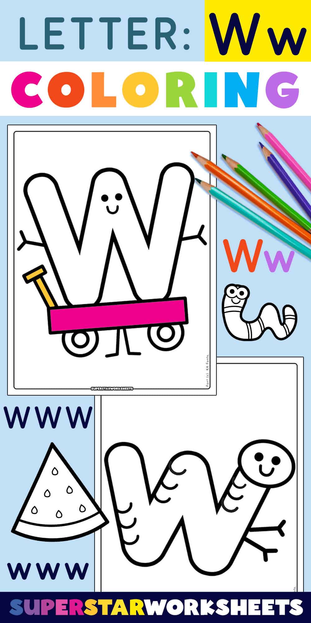 Letter W Coloring Pages - Superstar Worksheets