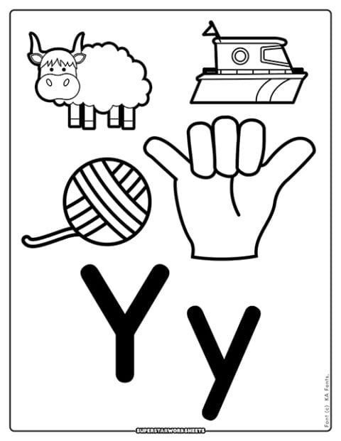 Letter Y Coloring Pages - Superstar Worksheets