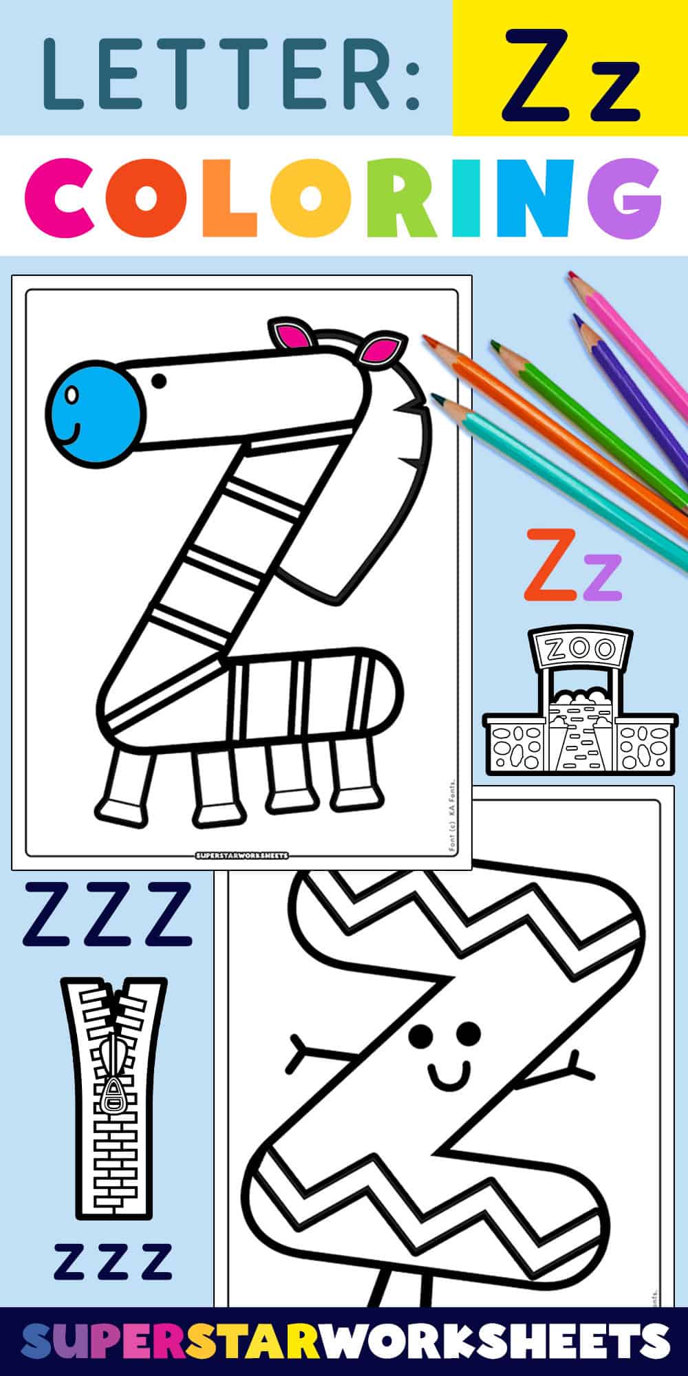 Letter Z Coloring Pages - Superstar Worksheets
