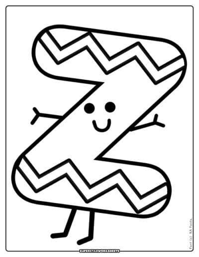 Letter Z Coloring Pages - Superstar Worksheets
