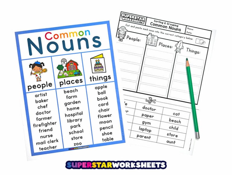 Common Noun Worksheets - Superstar Worksheets