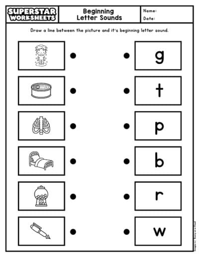 Beginning Sounds Worksheets - Superstar Worksheets
