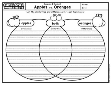 Compare and Contrast Worksheets - Superstar Worksheets