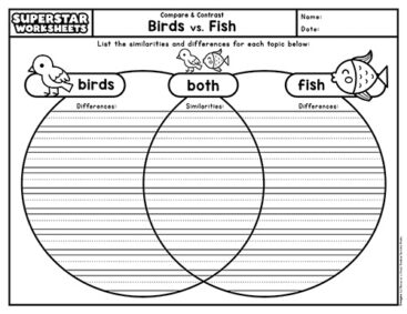 Compare and Contrast Worksheets - Superstar Worksheets