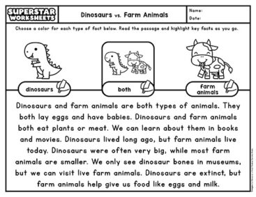 Compare and Contrast Worksheets - Superstar Worksheets