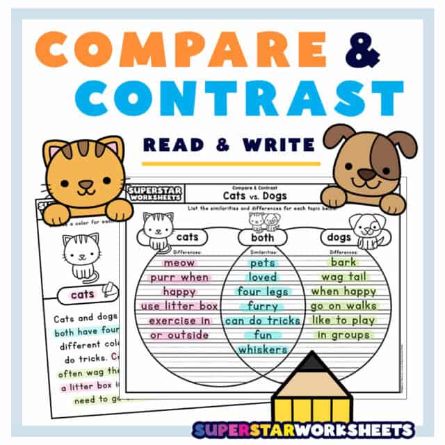Compare and Contrast Worksheets - Superstar Worksheets