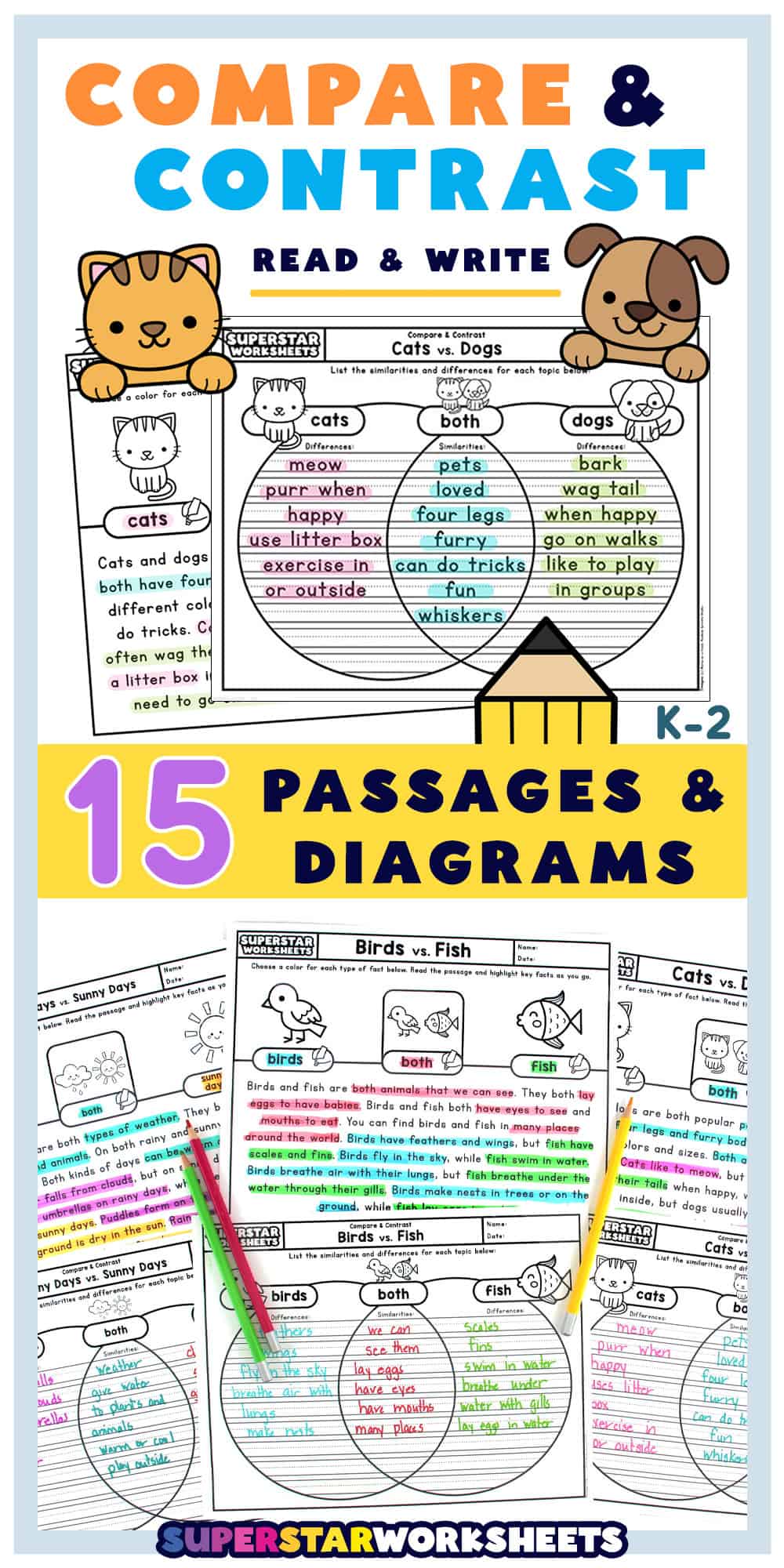 Compare and Contrast Worksheets - Superstar Worksheets