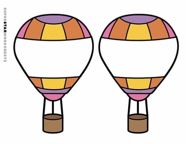 Hot Air Balloon Template (Free Printables) - Superstar Worksheets