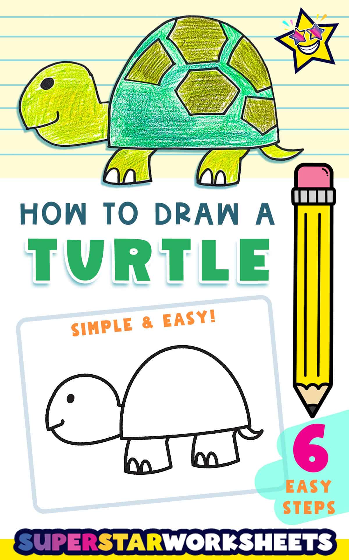 How to Draw a Turtle - Superstar Worksheets