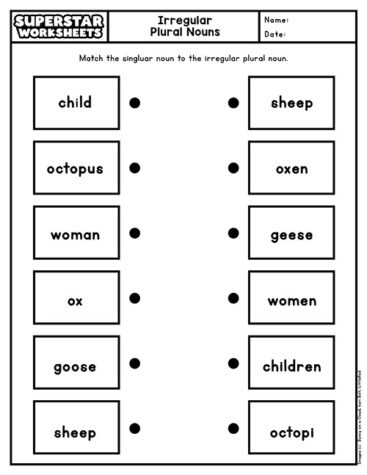 Irregular Plural Noun Worksheets - Superstar Worksheets
